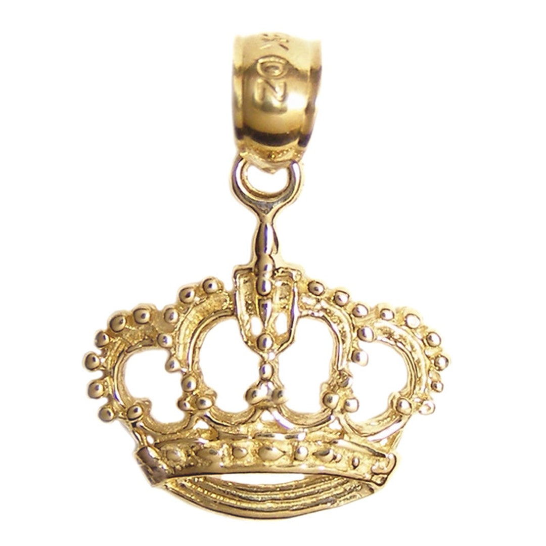 New 14k Gold Crown Pendant - Etsy