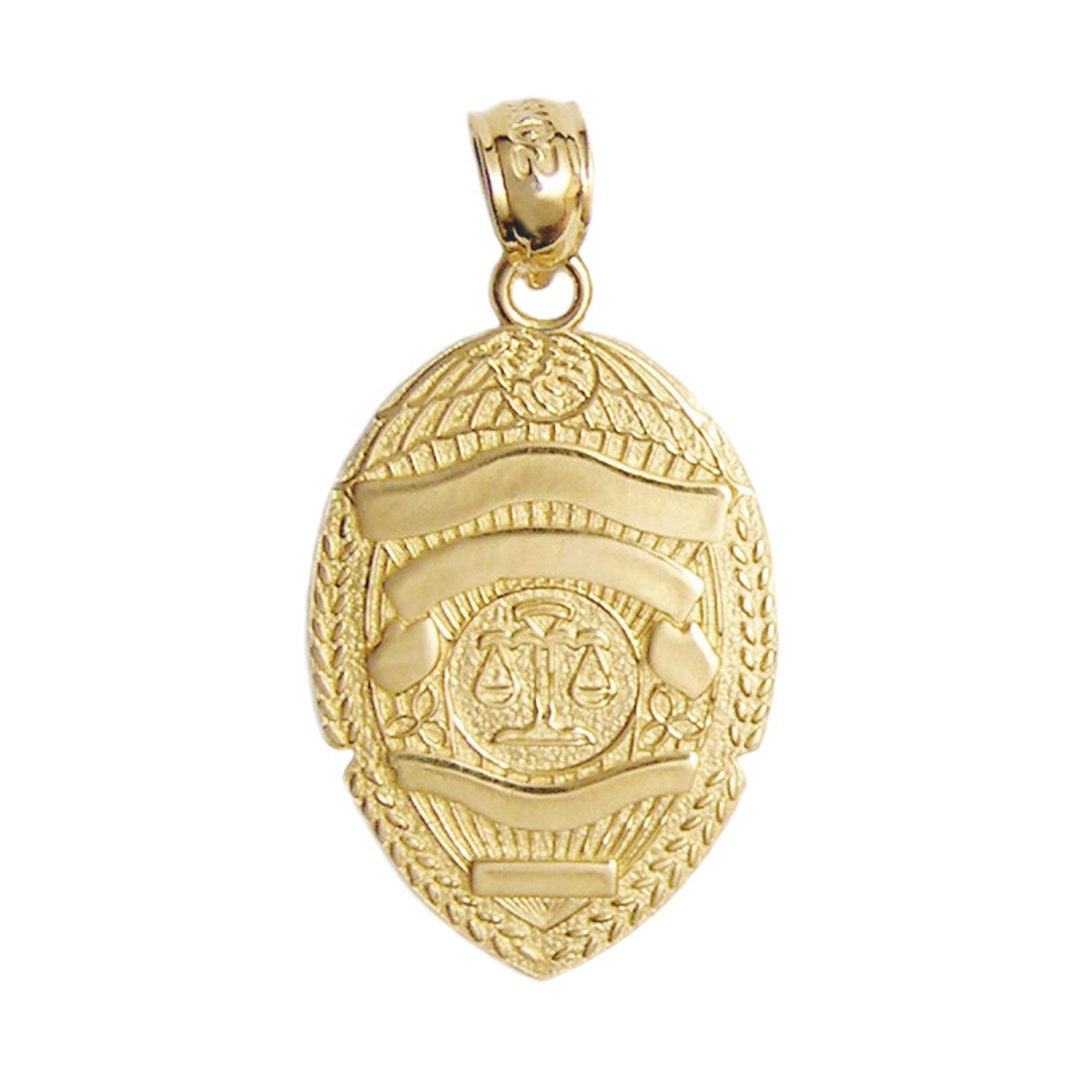 New 14k Gold Police Badge Pendant - Etsy