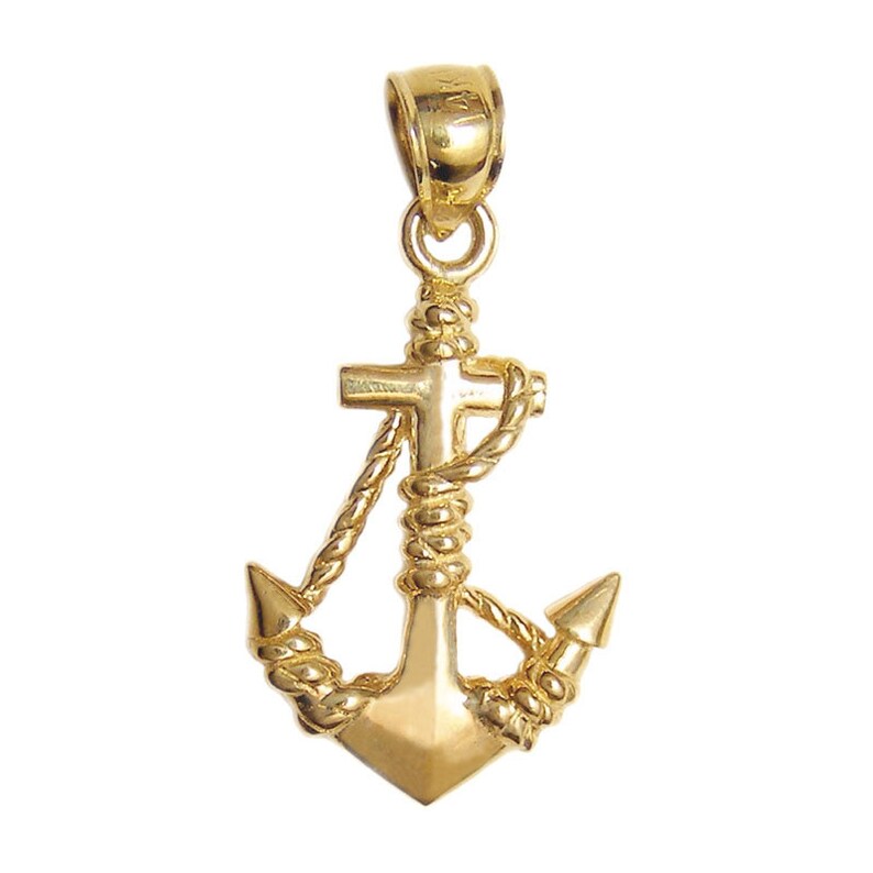 New 14k Gold 3D Anchor Pendant - Etsy