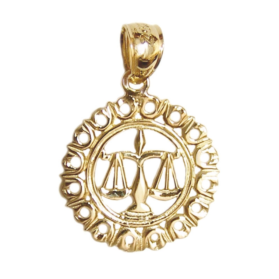 New 14k Gold Libra Zodiac Pendant - Etsy
