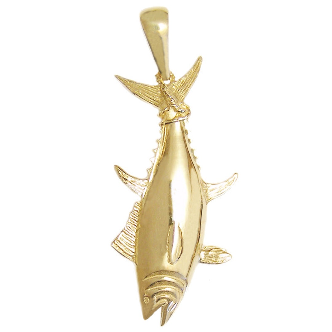 New 14k Gold 3-D Tuna Fish Pendant - Etsy
