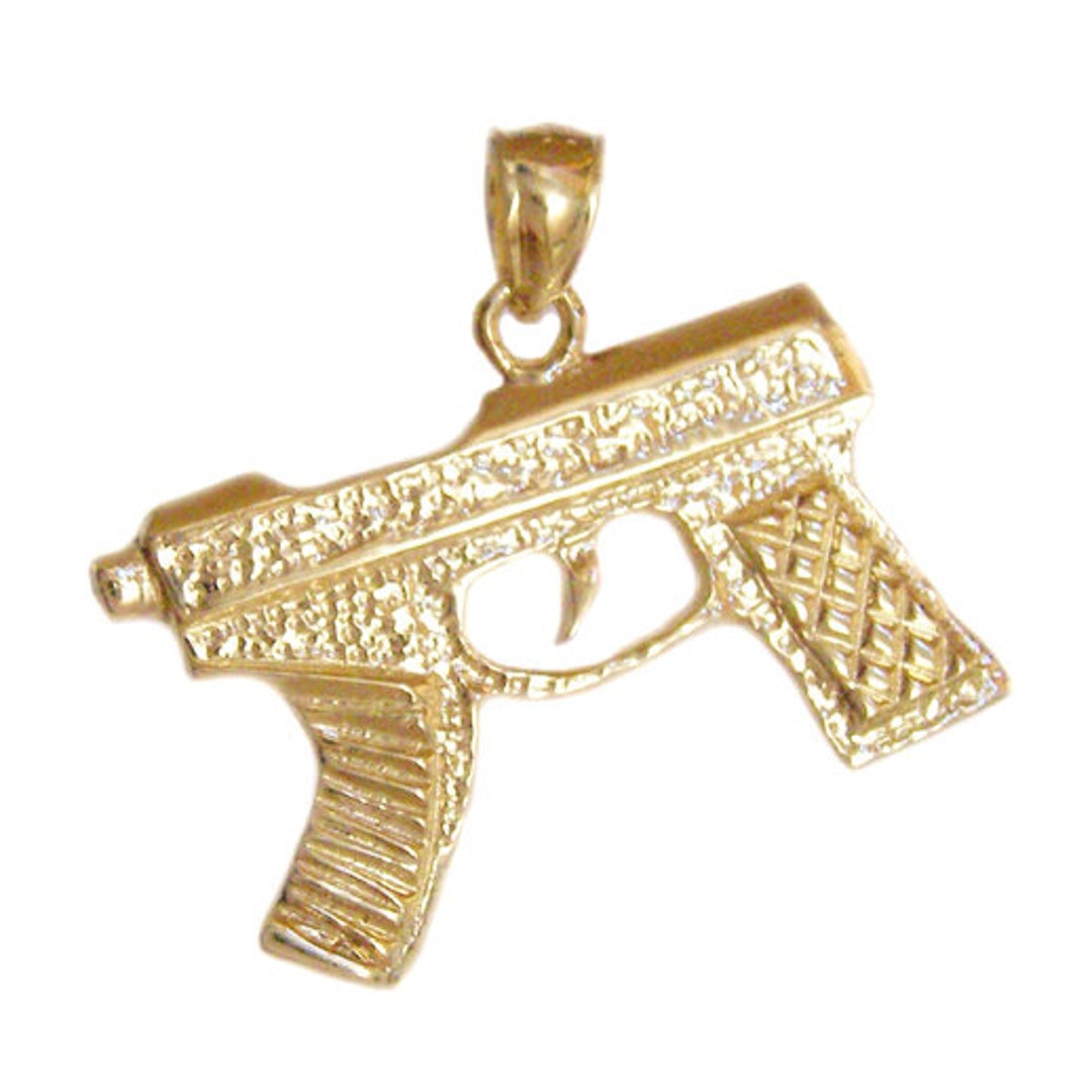 New 14k Gold Machine Gun Charm Pendant - Etsy
