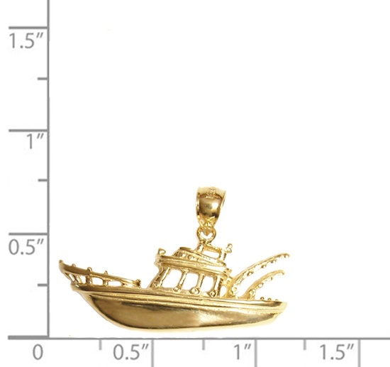 New 14k Yellow Gold Sport Fishing Boat Pendant - Etsy