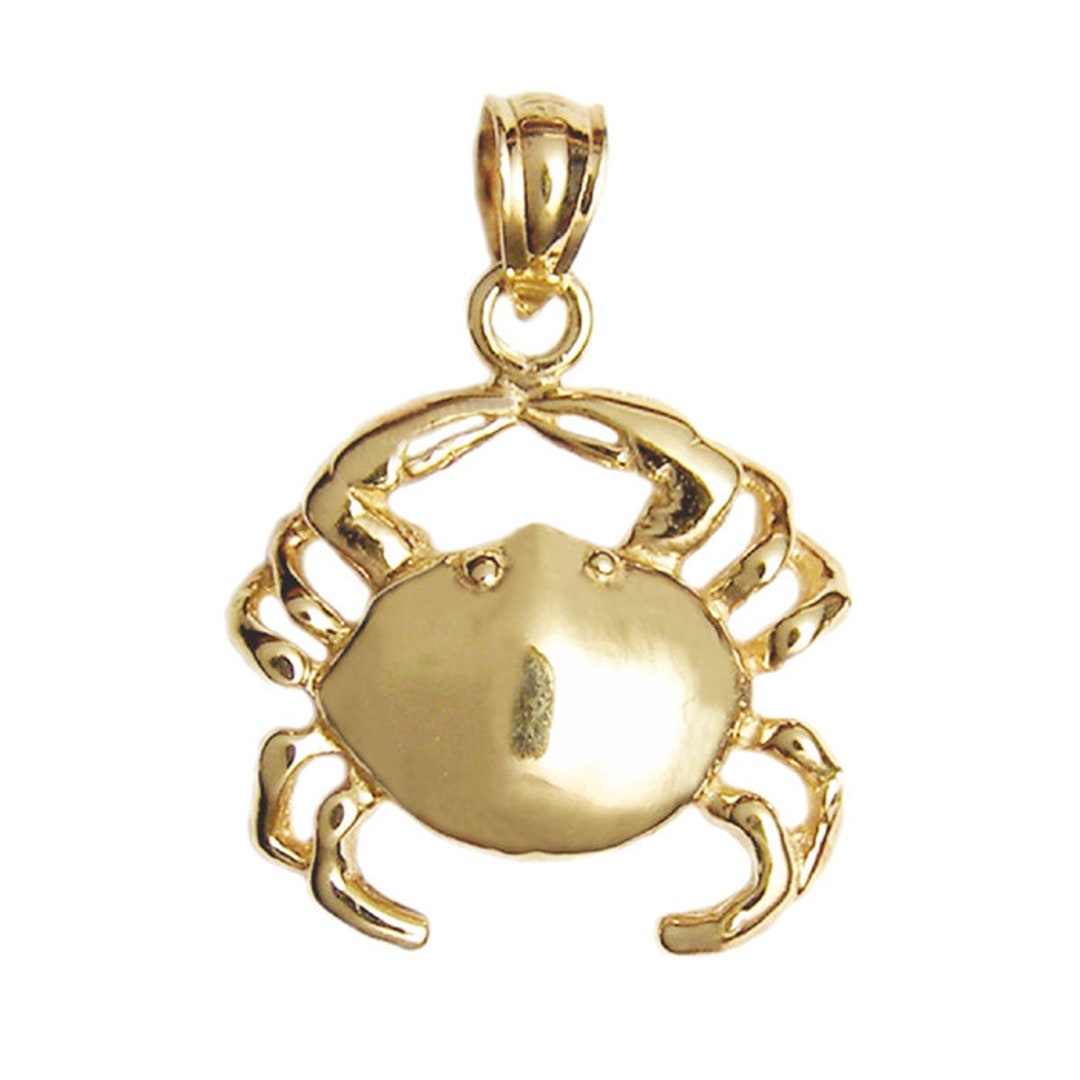 New 14k Gold Crab Pendant - Etsy