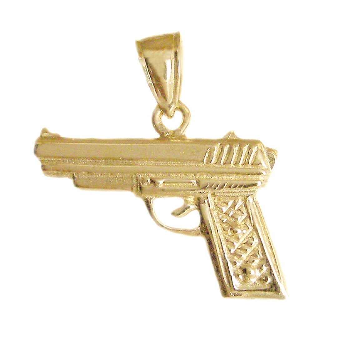 New 14k Gold Handgun Pistol Pendant - Etsy