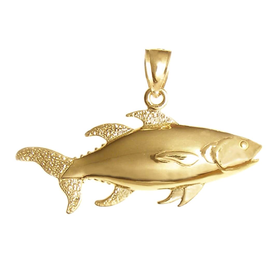 New 14k Gold Tuna Fish Pendant - Etsy