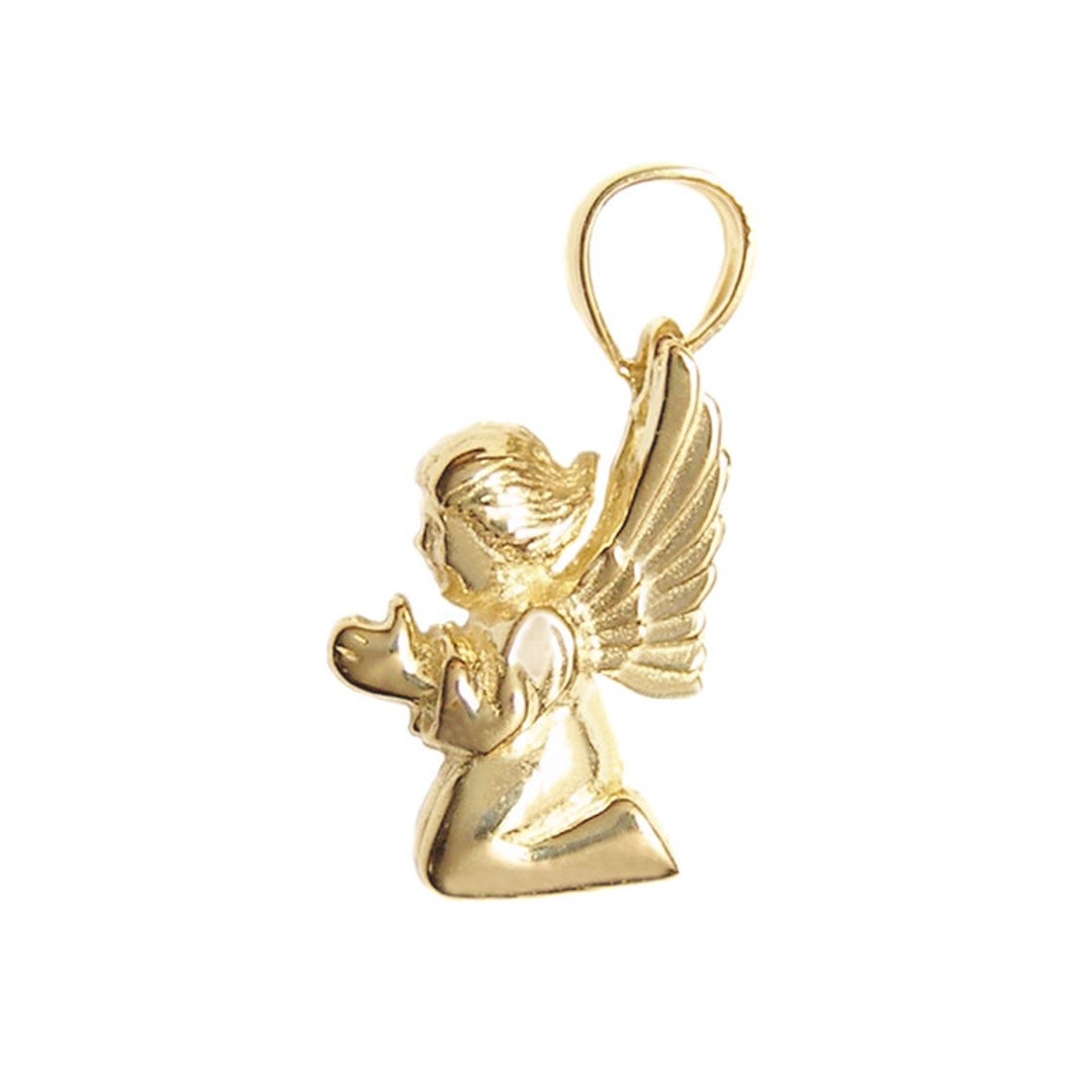 New 14k Gold 3D Praying Angel Pendant - Etsy