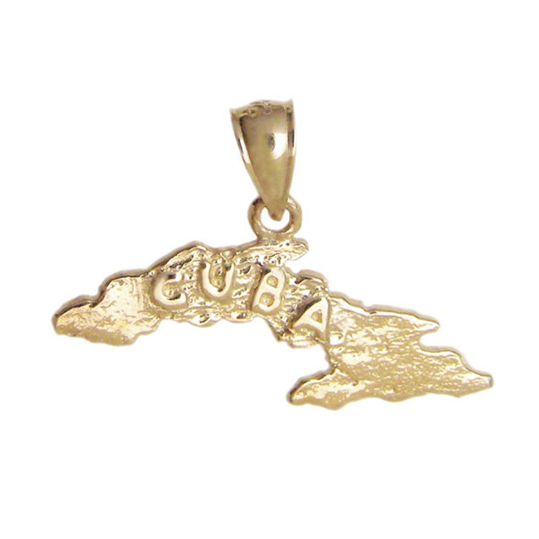 New 14k Gold Cuba Island Map Pendant - Etsy