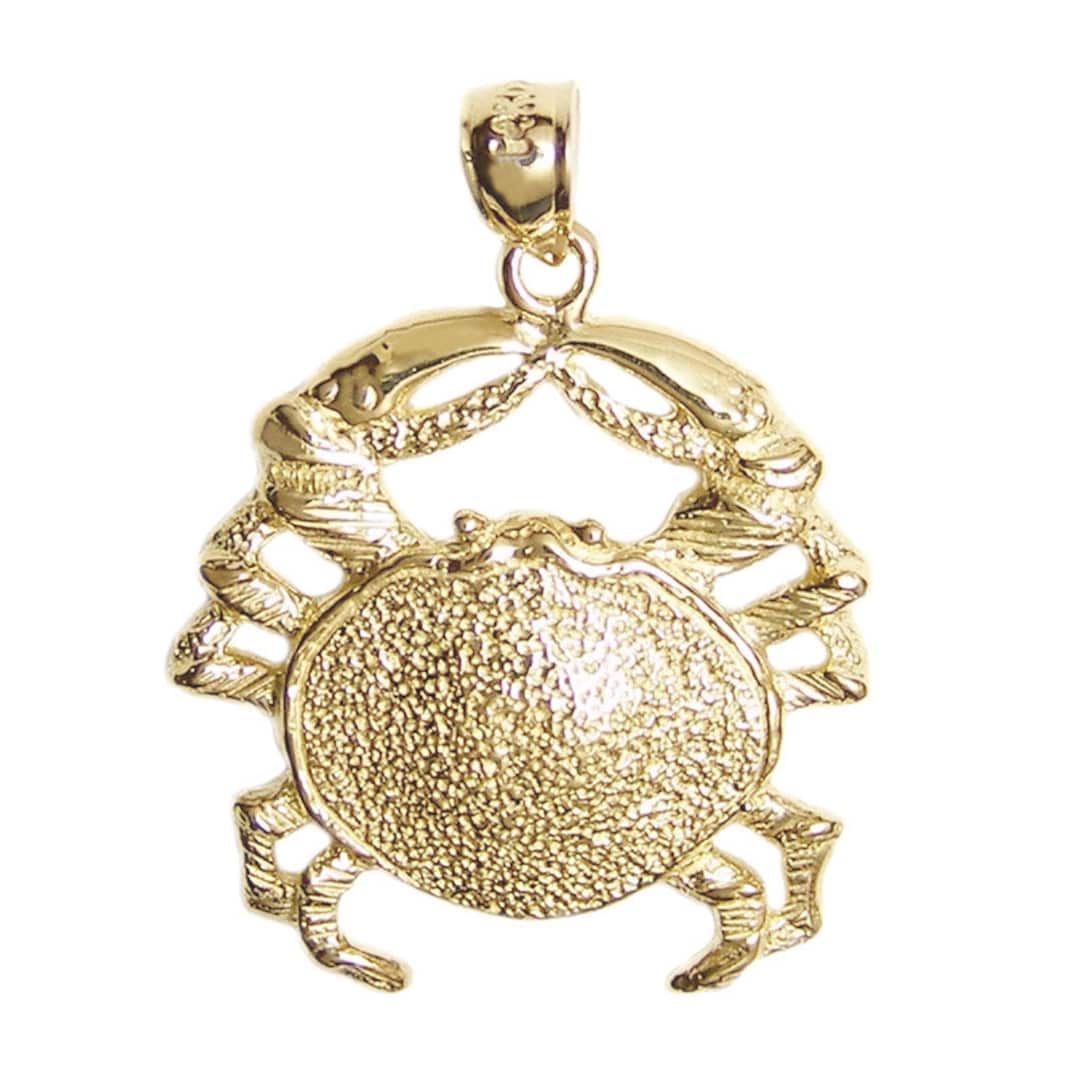 New 14k Gold Crab Pendant - Etsy