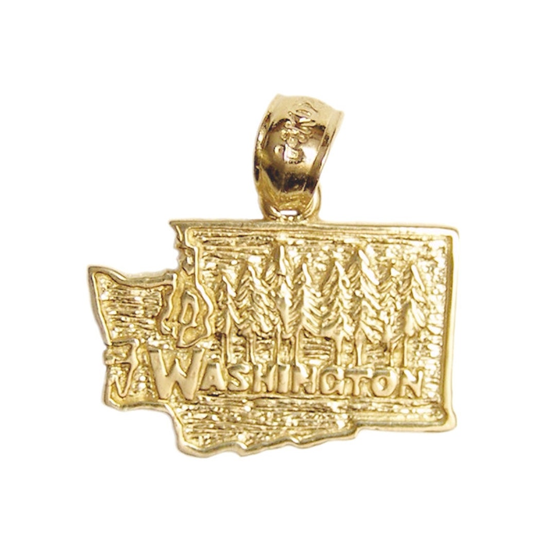 New 14k Gold Washington State Map Pendant - Etsy