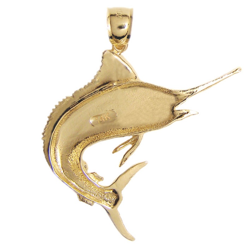 New 14k Gold Marlin Fish Pendant - Etsy