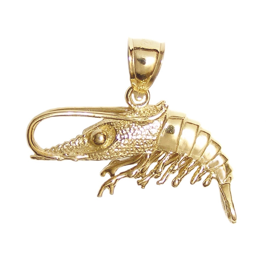 New 14k Gold Shrimp Pendant - Etsy