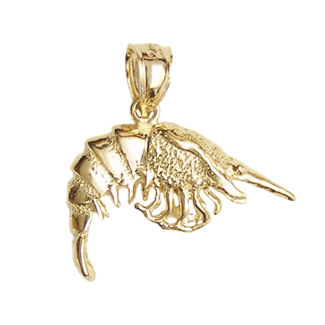 New 14k Gold Shrimp Pendant - Etsy