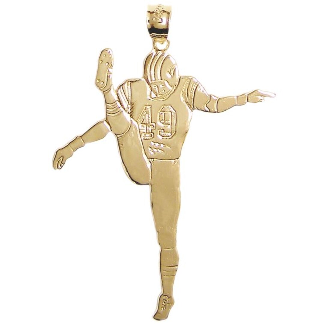 New 14k Gold Football Player Pendant - Etsy