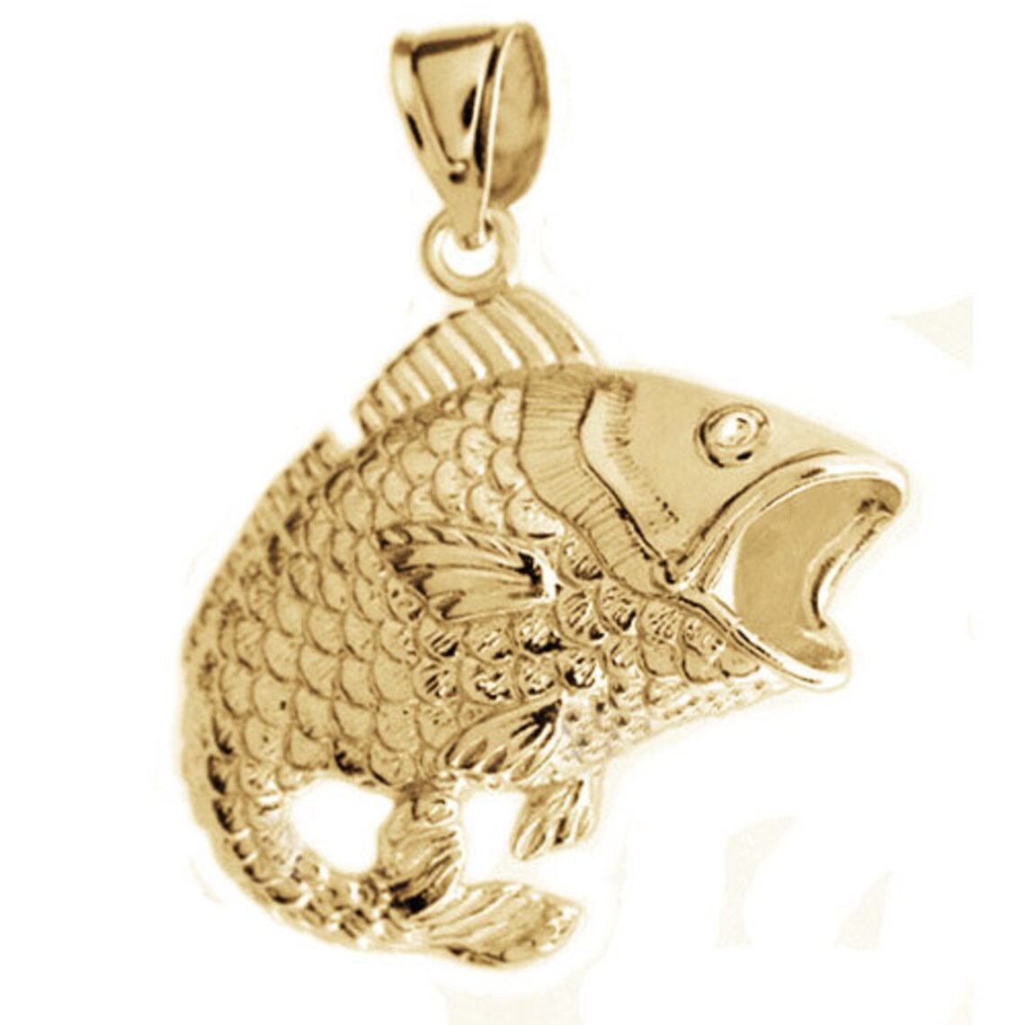 New 14k Gold Bass Fish Pendant - Etsy