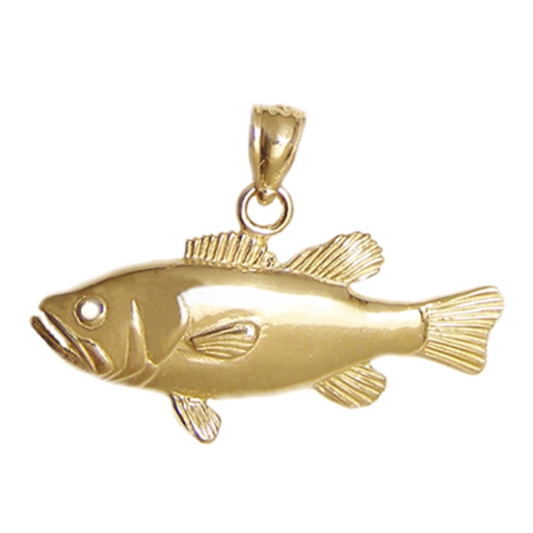 New 14k Gold Bass Fish Pendant - Etsy