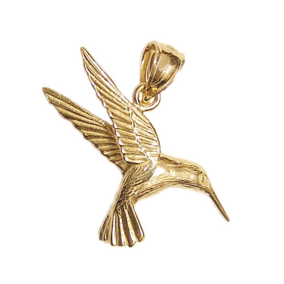 New 14k Gold Hummingbird Pendant - Etsy