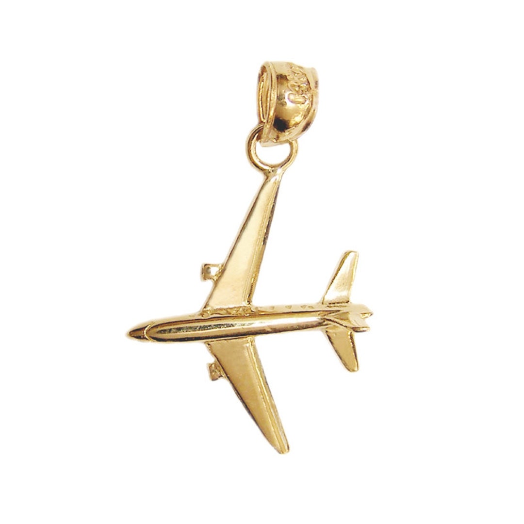 New 14k Gold Airplane Pendant - Etsy