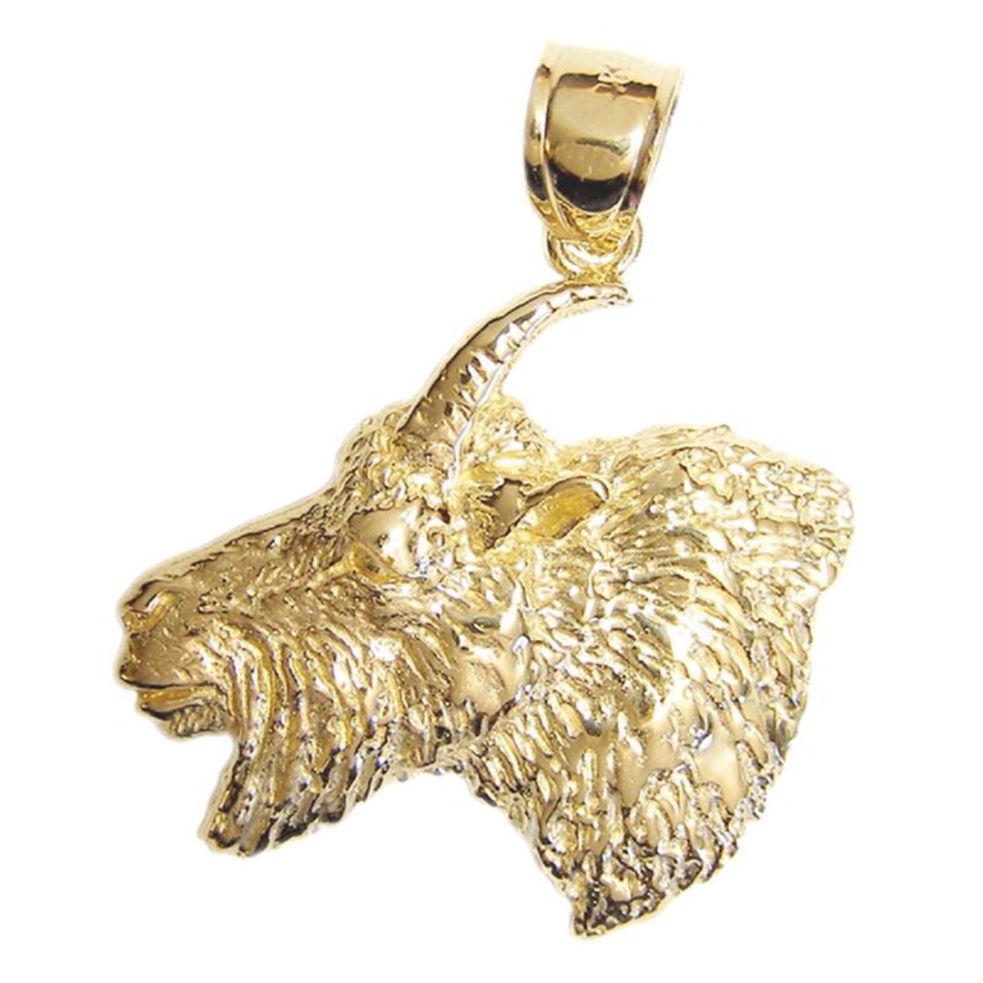 New 14k Gold Mountain Goat Pendant - Etsy