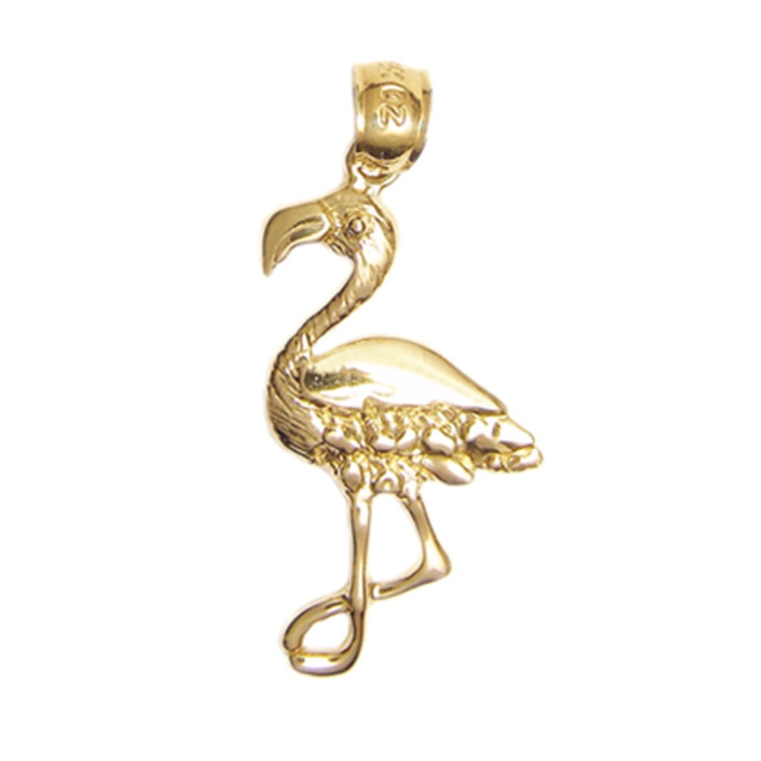 New 14k Gold Flamingo Bird Pendant - Etsy