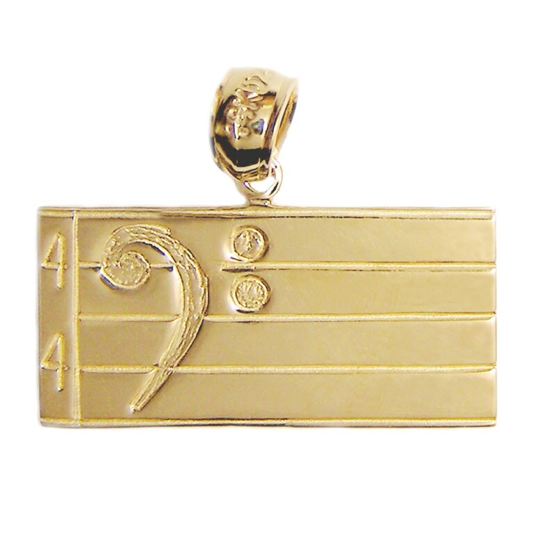 New 14k Gold Bass Clef Musical Note Pendant - Etsy