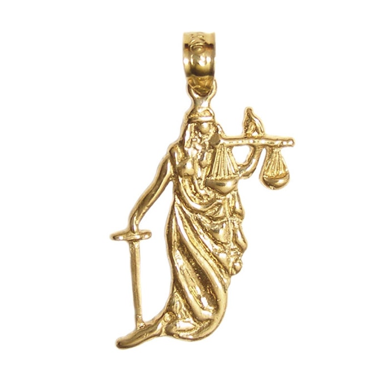 New 14k Gold Lady of Justice Pendant - Etsy