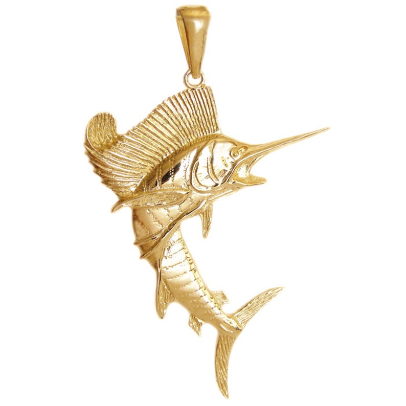 New 14k Gold Sailfish Pendant - Etsy