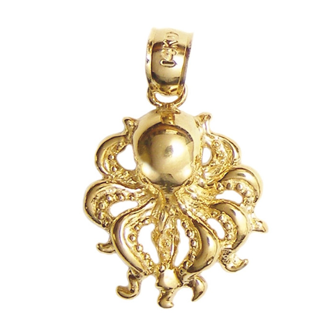 New 14k Gold Octopus Pendant - Etsy