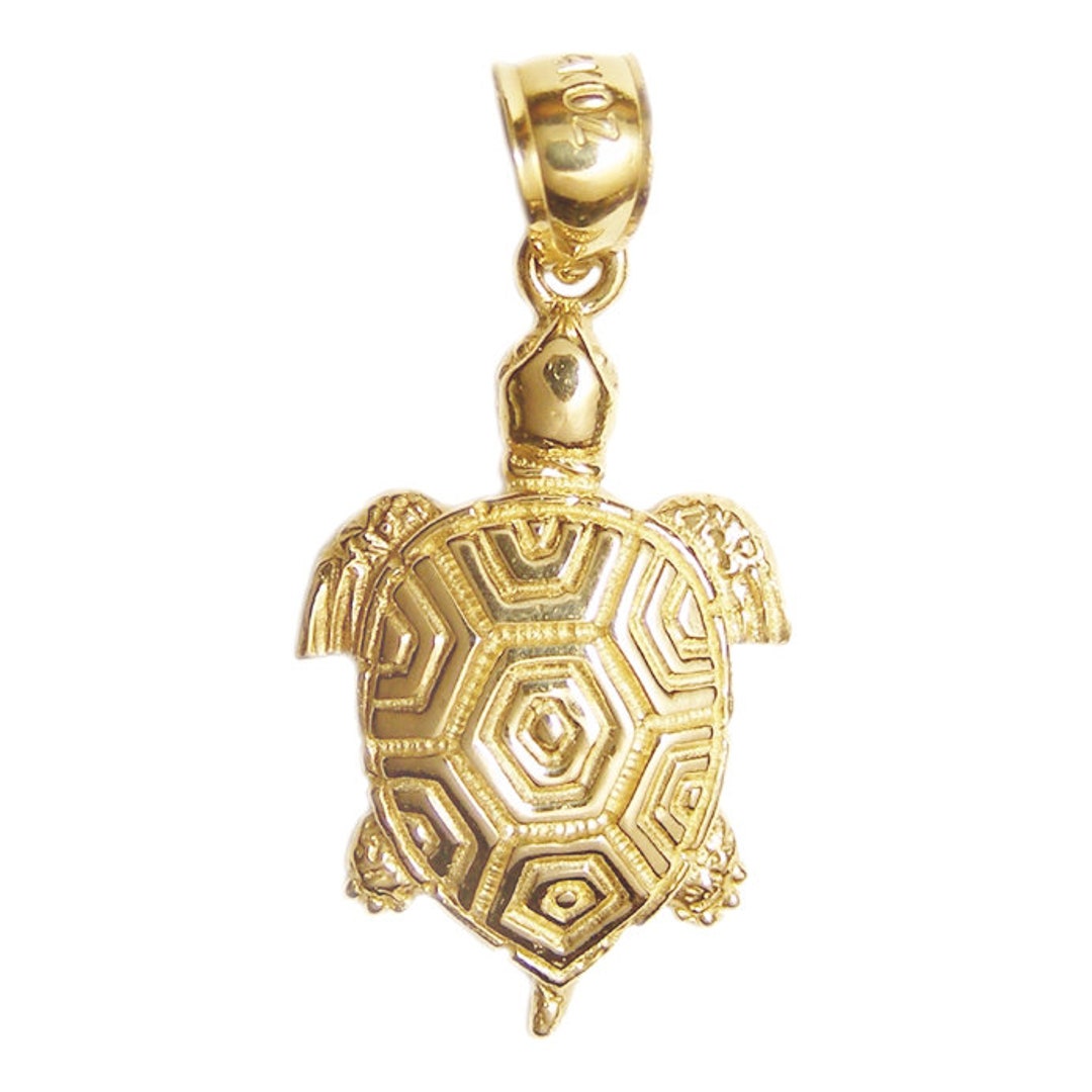 New 14k Gold Sea Turtle Pendant - Etsy