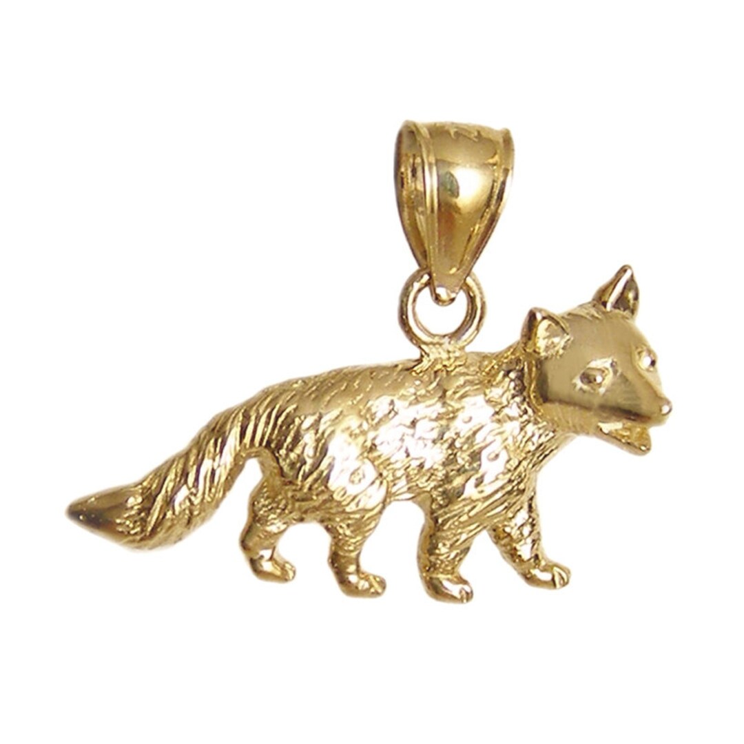 New 14k Yellow Gold Fox Pendant - Etsy