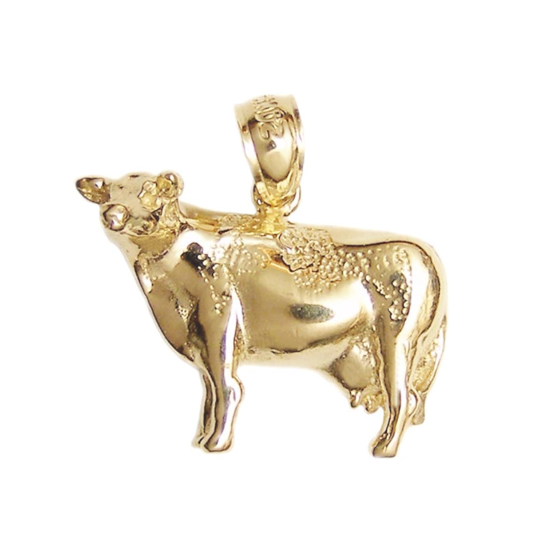 New 14k Gold Cow Pendant - Etsy