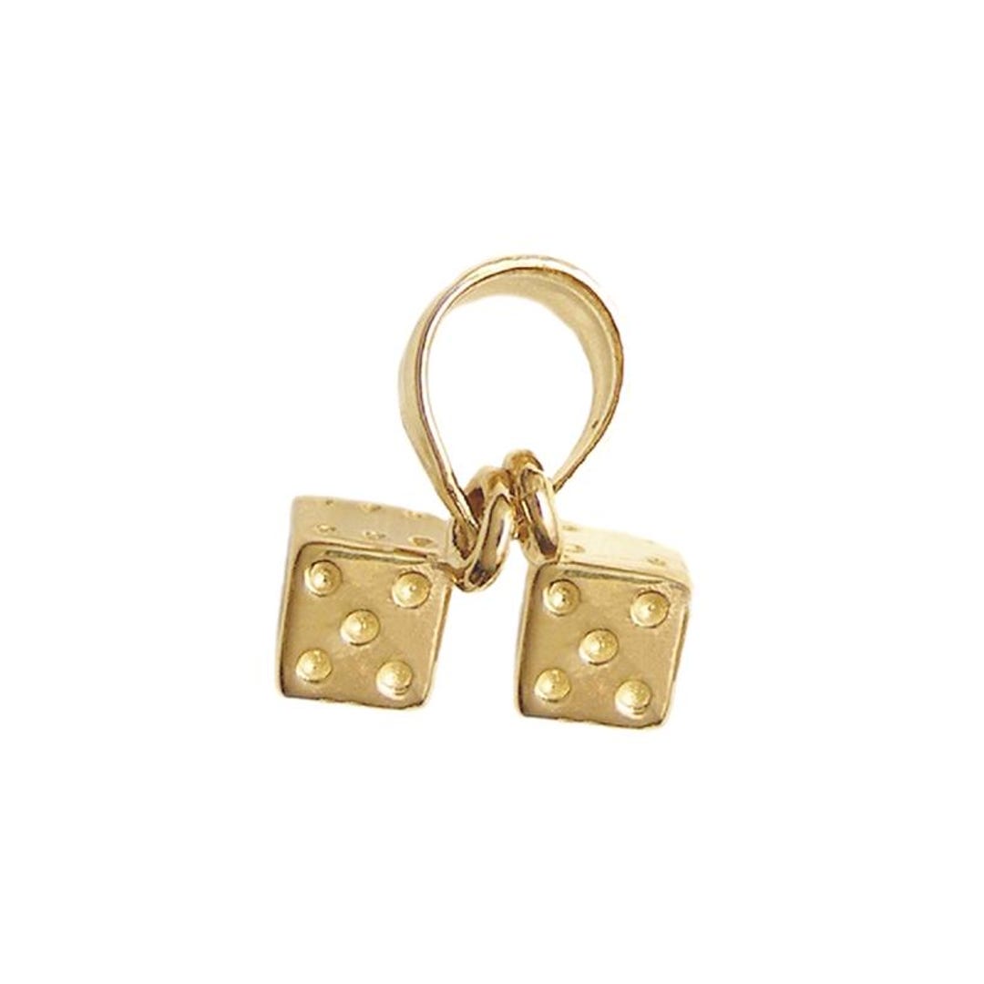 New 14k Gold Tiny 3D Double Dice Pendant Charm - Etsy