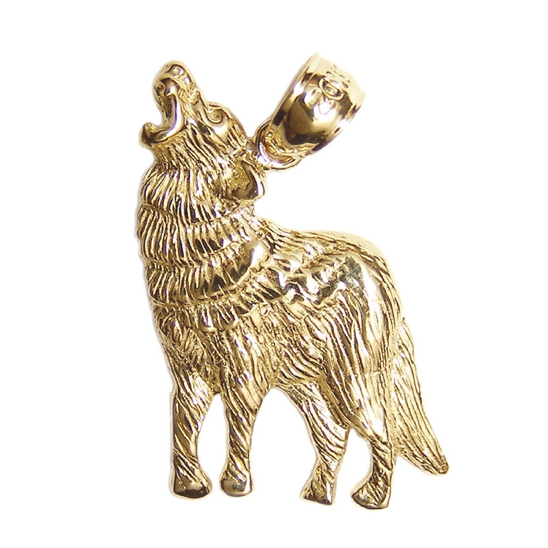 New 14k Gold Howl Wolf Pendant - Etsy