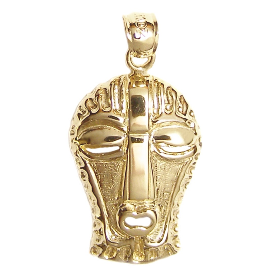 New 14k Gold African Tribal Mask Pendant - Etsy