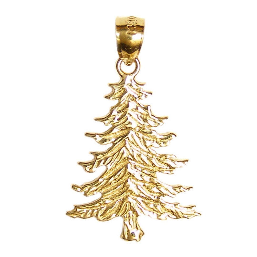 New 14k Gold Christmas Tree Pendant - Etsy