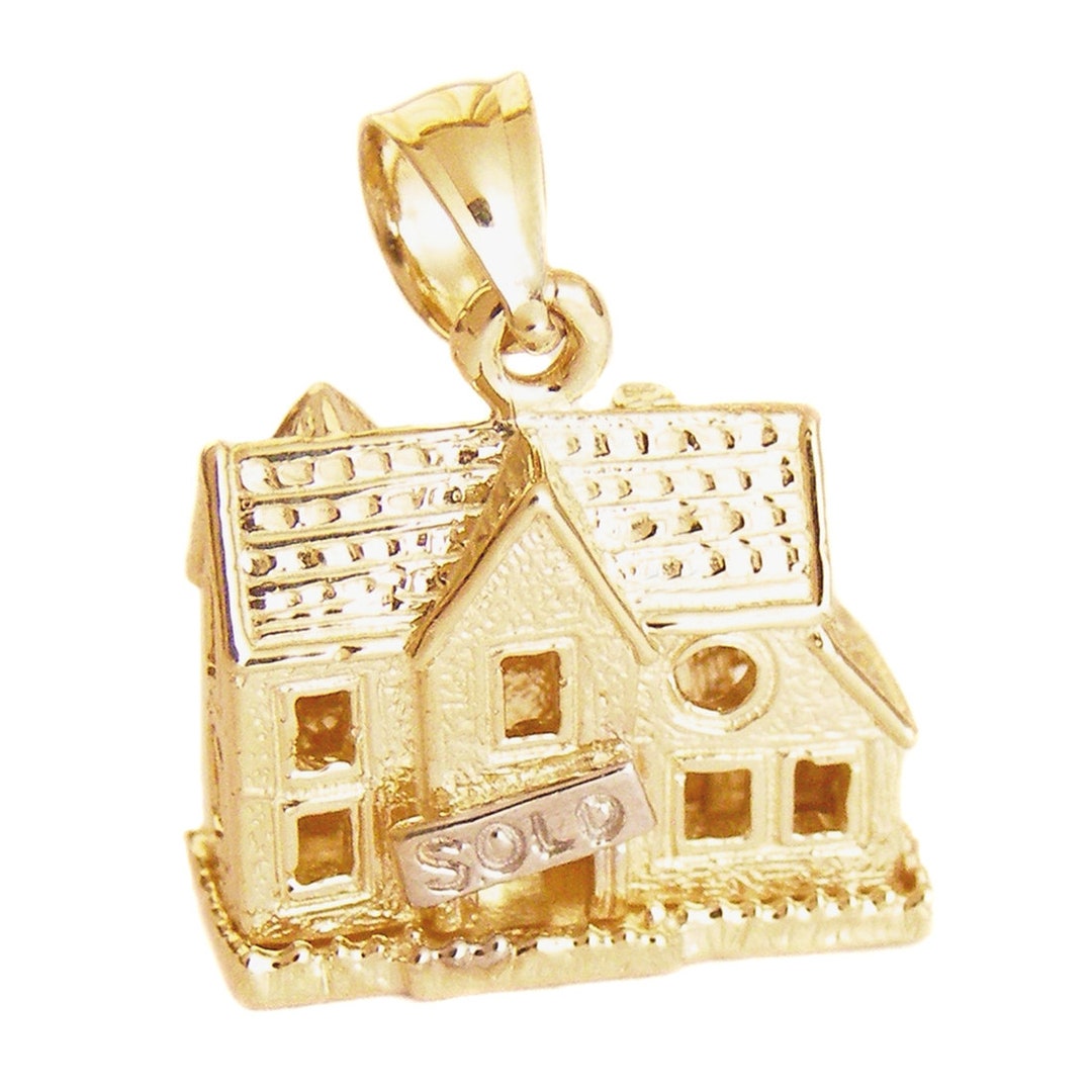 New 14k Gold 3-D House Charm Pendant - Etsy
