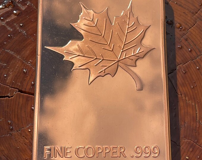 10 Oz Copper Bar Canadian Maple Leaf Ten Troy Ounce 311.035 Grams Fine ...