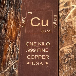 1 Kg Copper Bar - Chemistry Element Design - 1 Kilo (1000 Grams) Fine ...