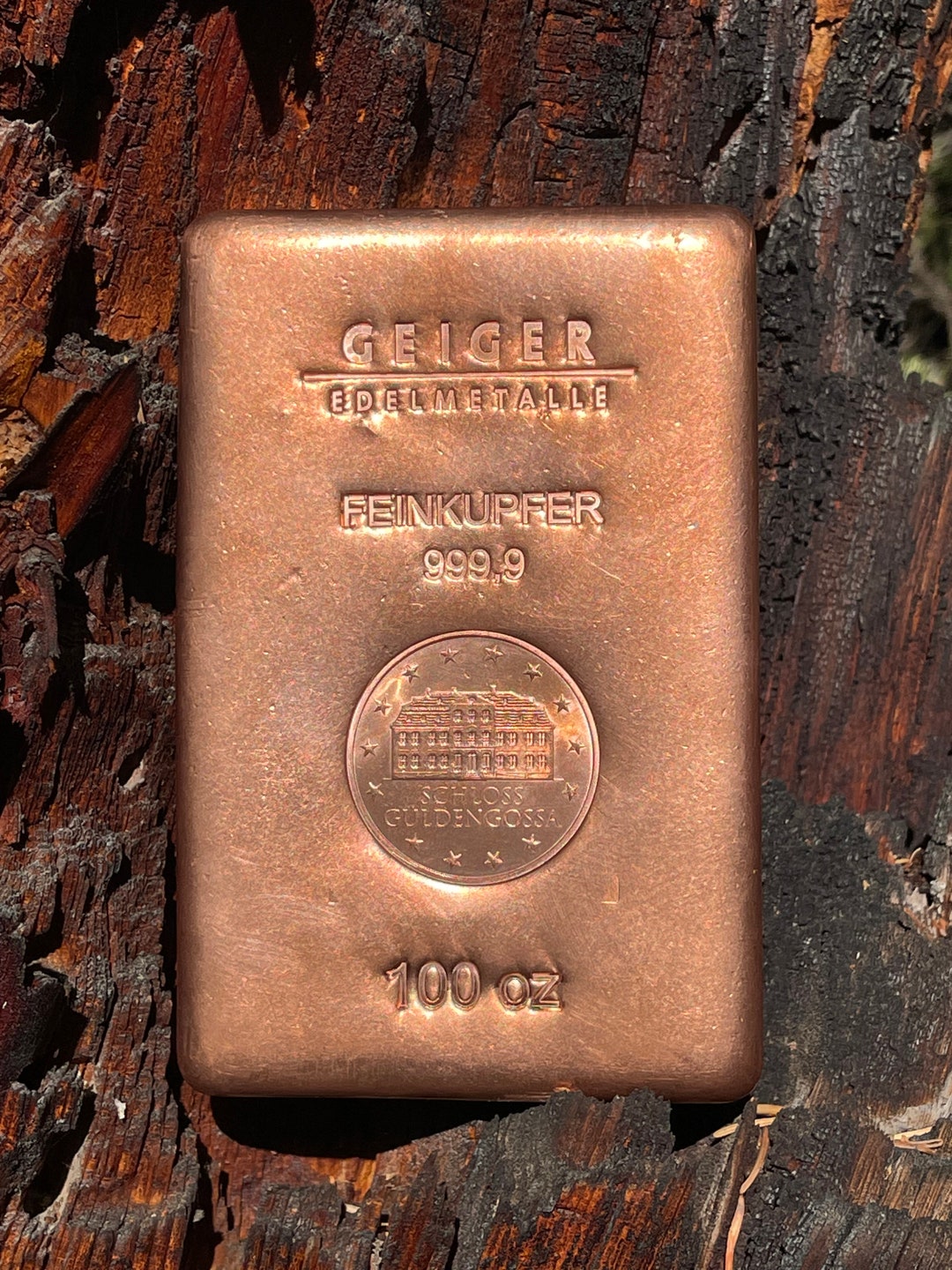 100 Oz Pure Copper Bullion Bar: Geiger Edelmetalle Güldengossa Castle ...