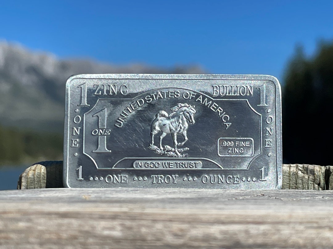 1 Oz Zinc Bar - American Wild Horse CMC Mint - 1 Ounce (28 G) Fine Zinc ...