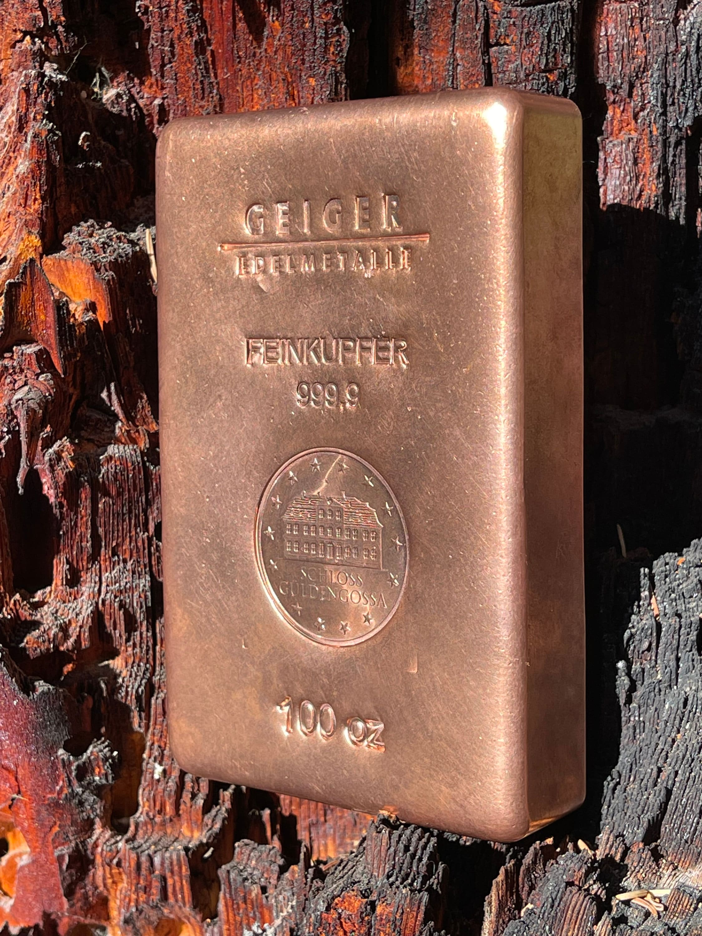 100 Oz Pure Copper Bullion Bar: Geiger Edelmetalle Güldengossa Castle ...