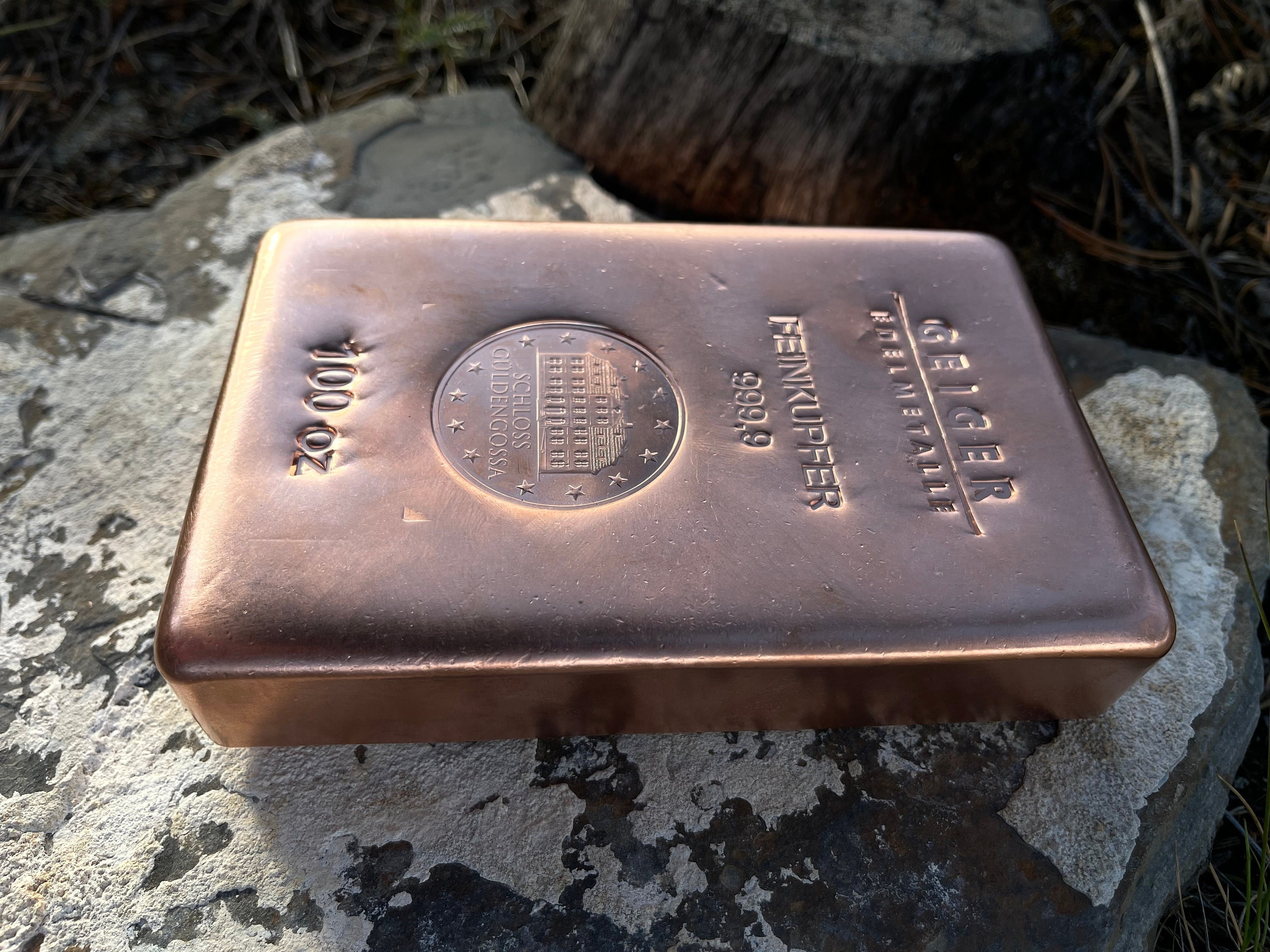 100 Oz Pure Copper Bullion Bar: Geiger Edelmetalle Güldengossa Castle ...