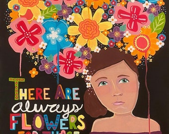 Rainbow Flower Head Painting 24”x24” - for Local Delivery Only - Etsy