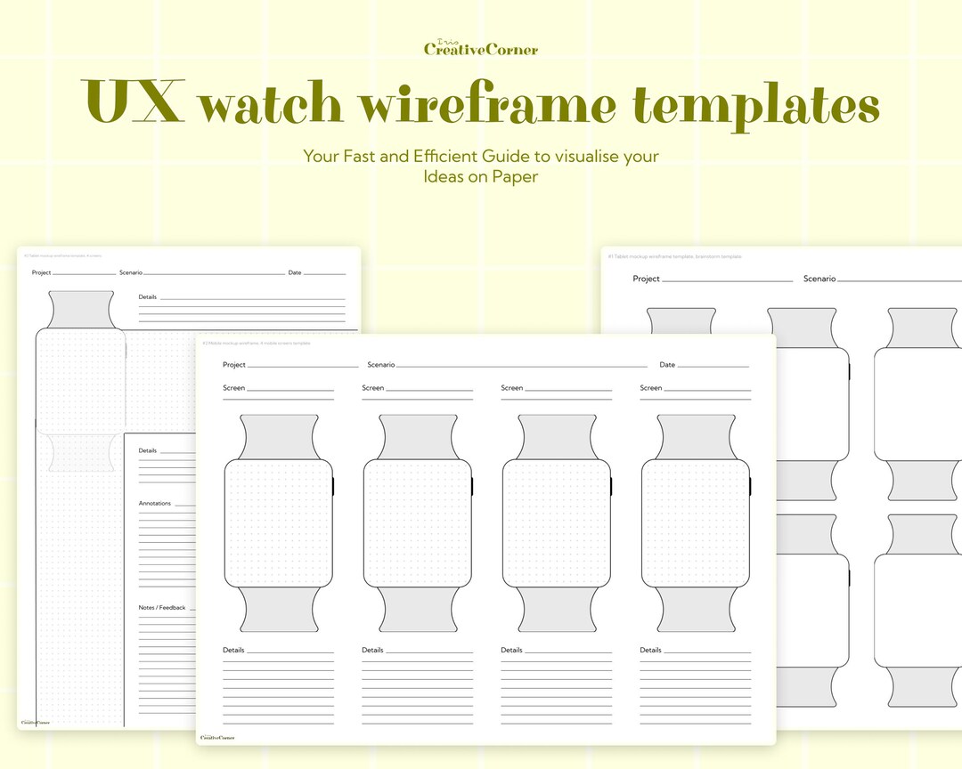 UX Watch Wireframe Template PDF Instant Download - Etsy