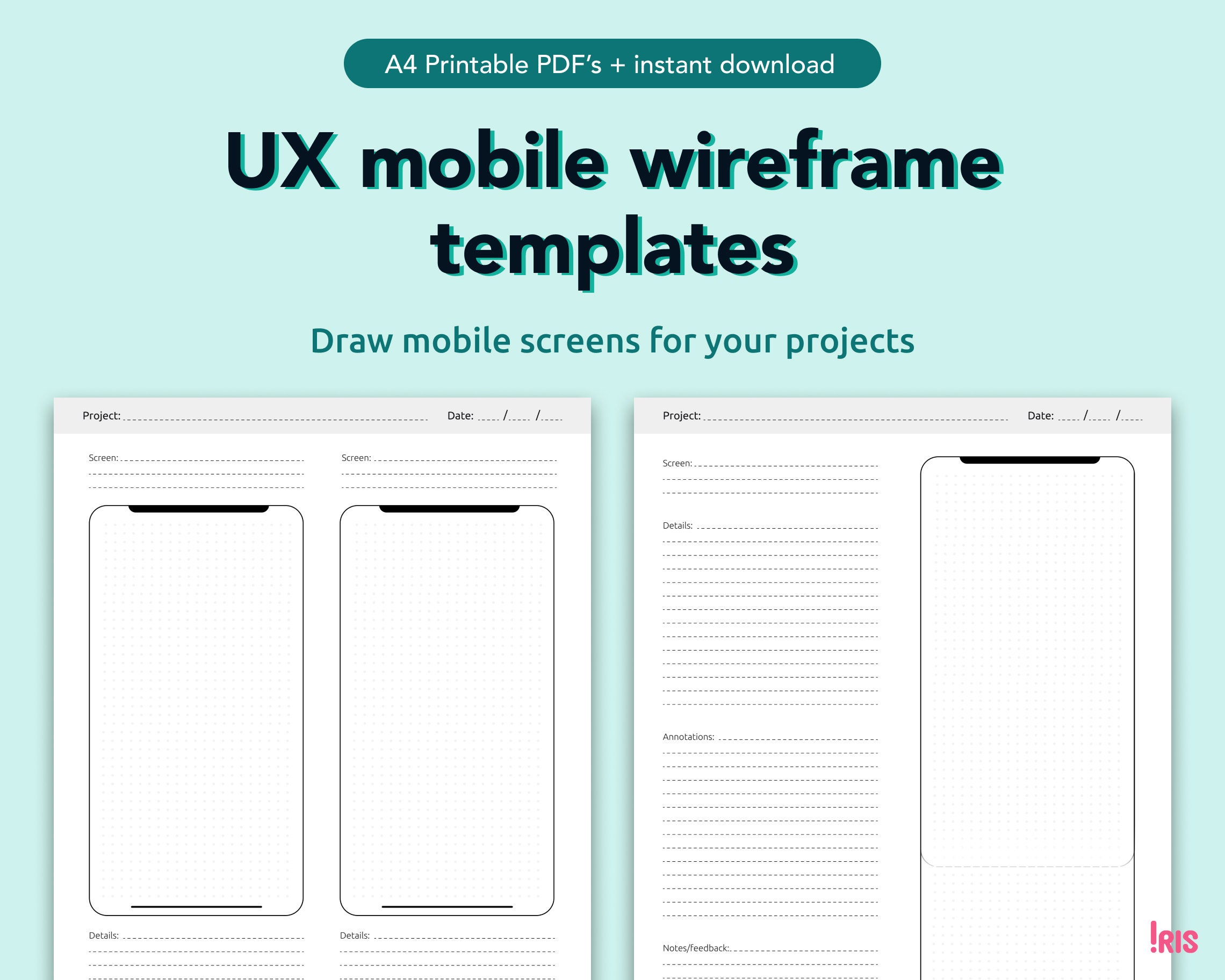 UX Mobile Wireframe Template PDF Download - Etsy