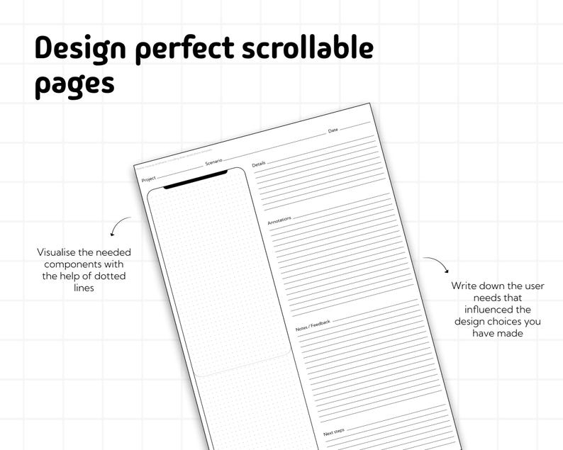 UX Mobile Wireframe Template | PDF A4 Printable Download - Etsy