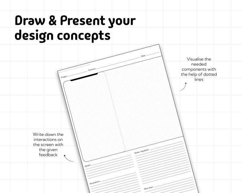 UX Mobile Wireframe Template | PDF A4 Printable Download - Etsy
