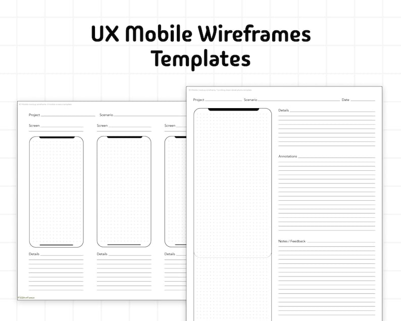 UX Mobile Wireframe Template | PDF A4 Printable Download - Etsy