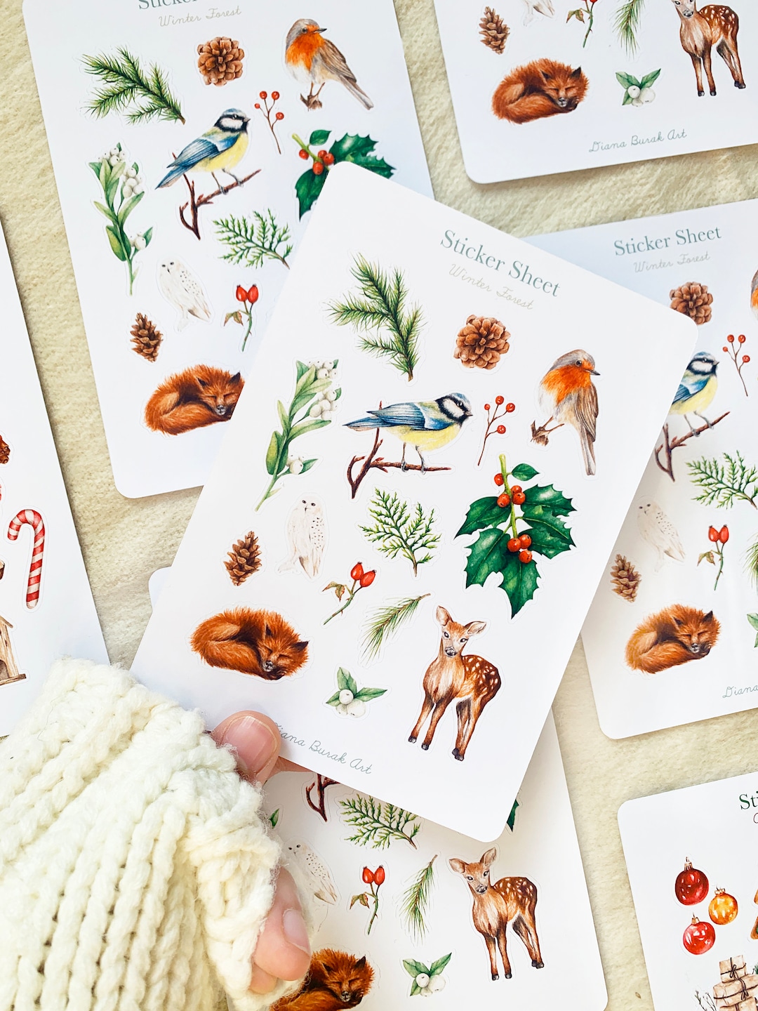 Winter Forest Sticker Sheet, Forest Stickers, Journaling Stickers ...