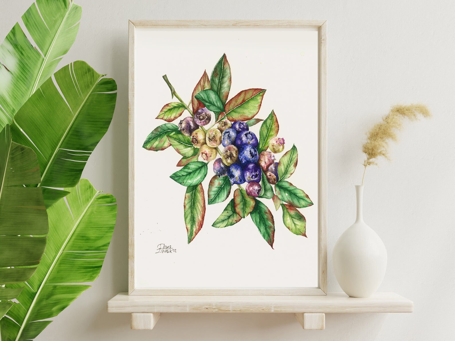 Blueberry Painting | Original Botanical Painting, Watercolor Botanical ...